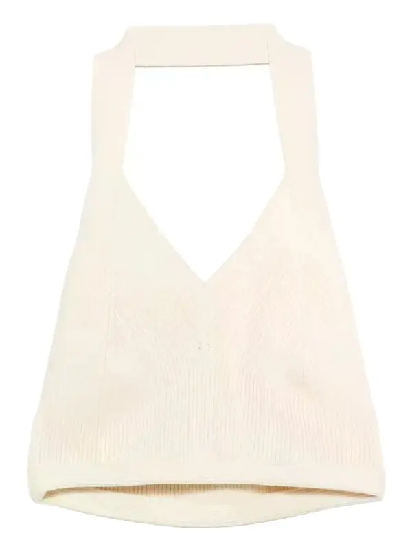 Wardrobe.NYC Cotton Halterneck Top - Neutrals