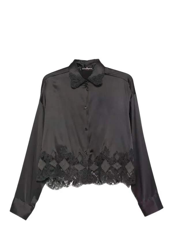 Ermanno Scervino Lace-trimmed Satin Shirt - Grey