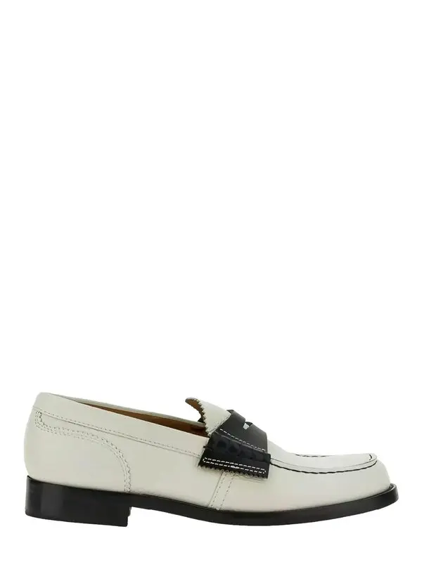 COLLEGE Leather Loafers - White