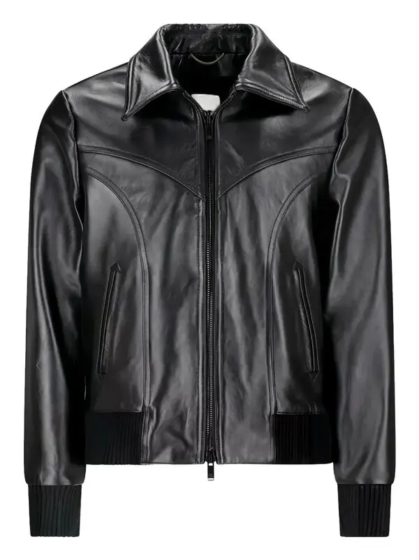 PT TORINO Ergonomic Leather Bomber Jacket - Black