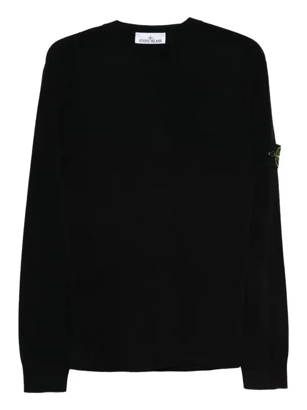 Stone Island Logo-patch Crew-neck Sweater - Black