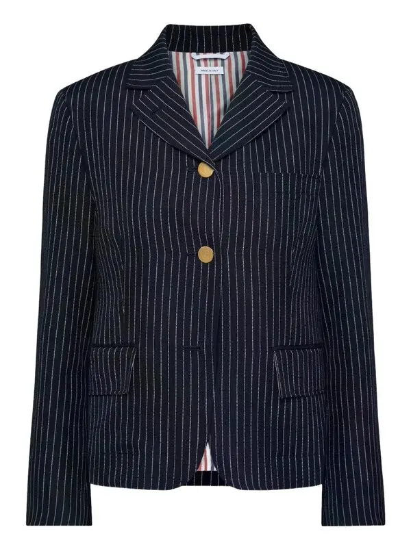 Thom Browne Pinstriped Fitted Jacket - Blue