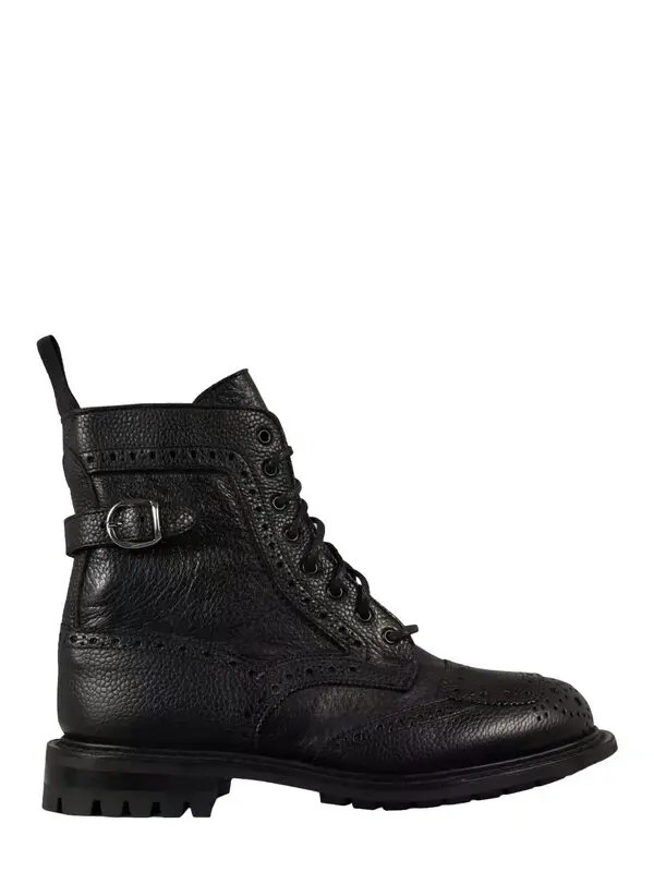 TRICKER'S Buckle-strap Brogue Combat Boots - Black