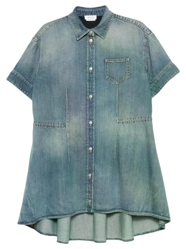 Alexander McQueen Short-sleeved Denim Shirt Dress - Blue