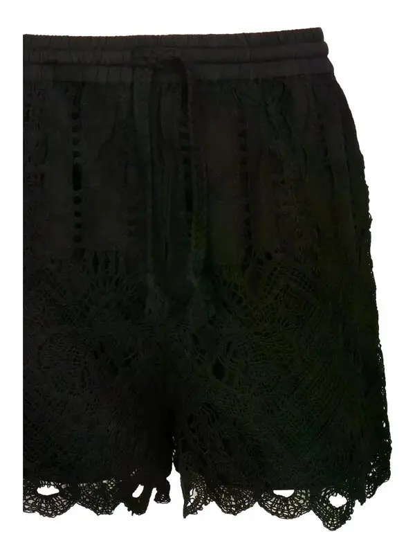 Pinko Lace Scalloped-hem Shorts - Black