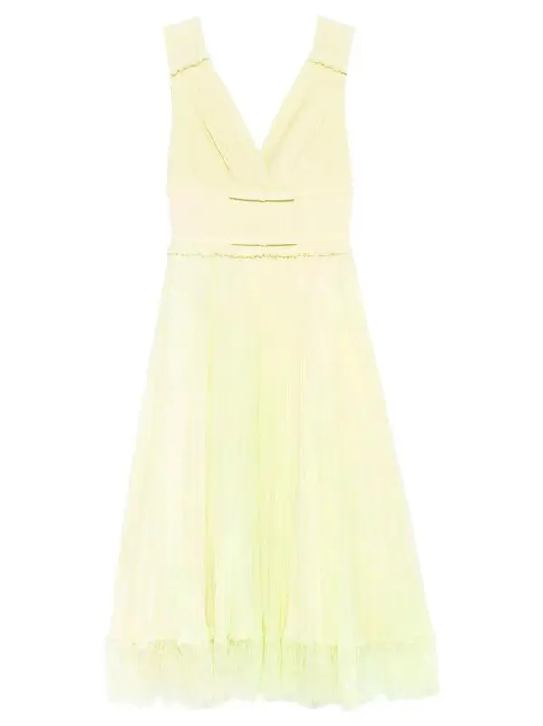 SELF-PORTRAIT Georgette Frill Midi Dress - Yellow