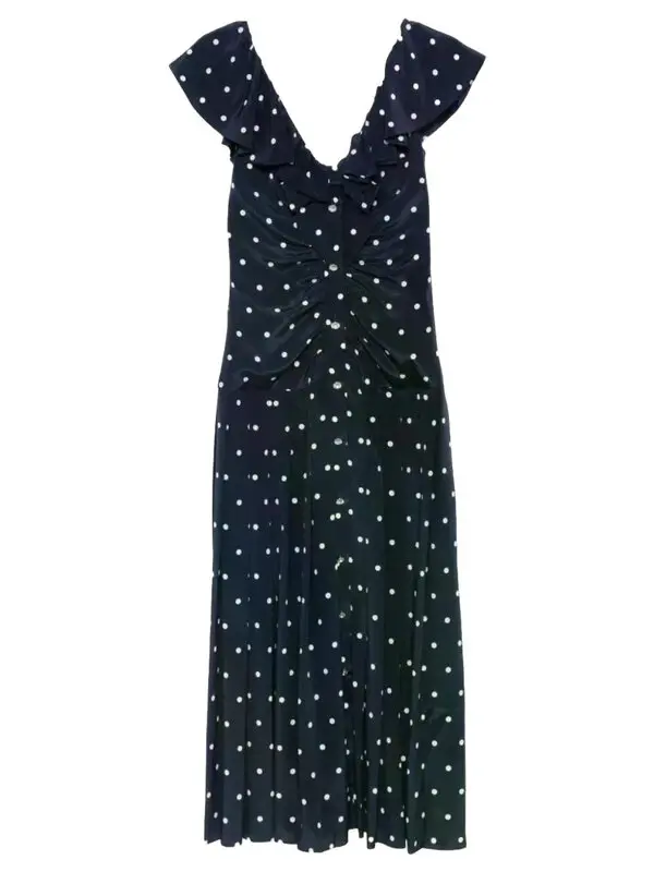 Alessandra Rich Polka Dot-print Ruffled Dress - Blue