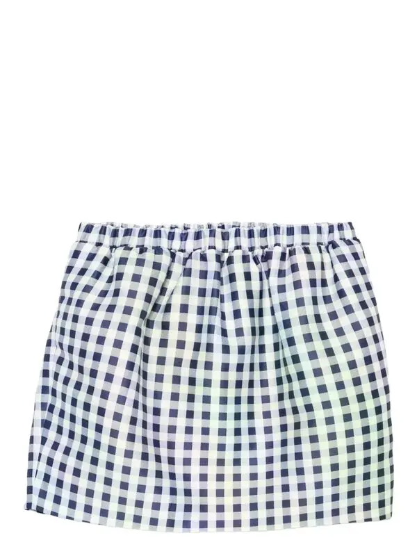 SELF-PORTRAIT Gingham Pleated Skirt - Blue