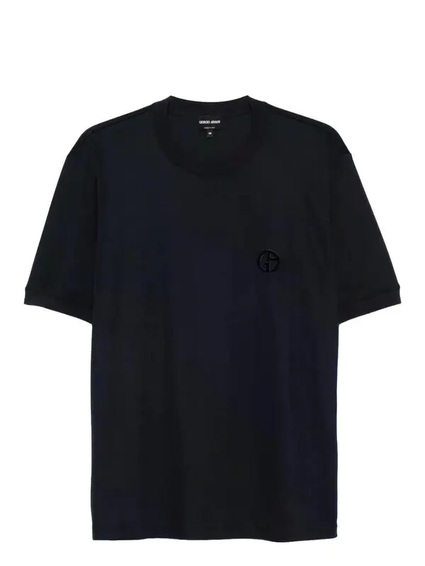 Giorgio Armani Embroidered-logo T-shirt - Blue