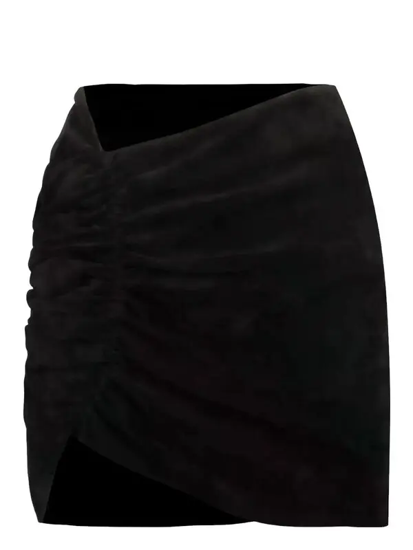 THE MANNEI Leather Draped Short Skirt - Black