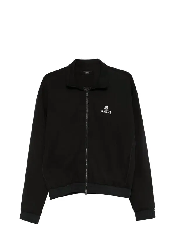 Amiri Embroidered-logo Zip Up Sweatshirt - Black