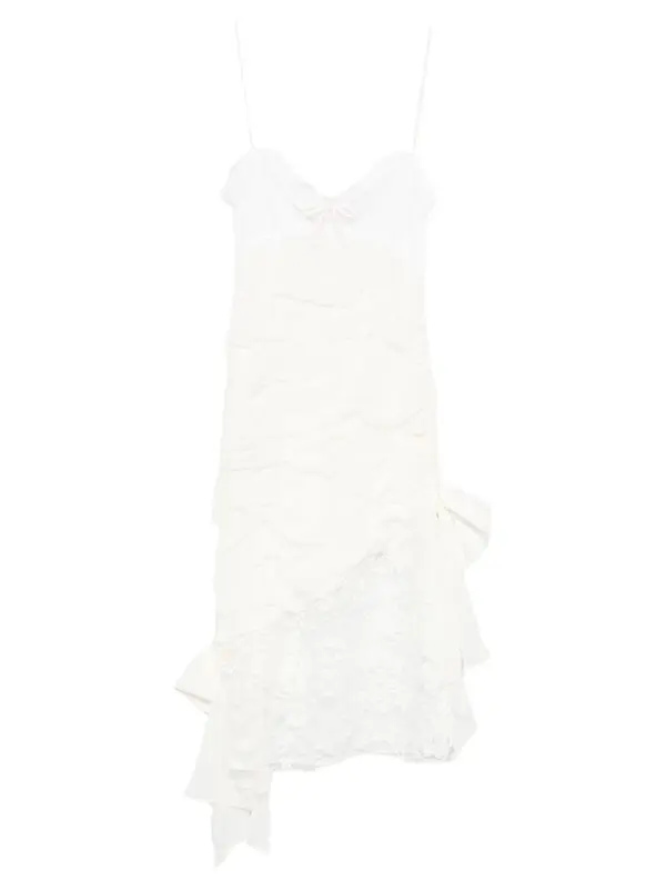 Alessandra Rich Draped Lace Mini Dress - White