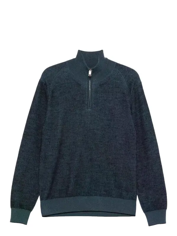 Brioni Ribbed Zip-neck Sweater - Blue