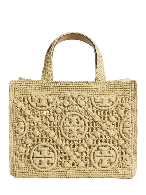 Tory Burch Raffia Monogram Top-handle Bag - Neutral