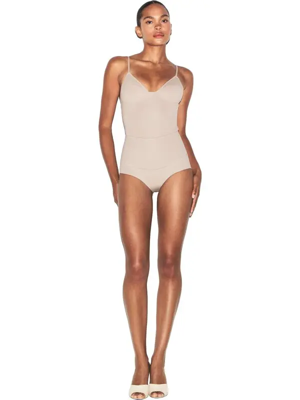 SKIMS Cotton Shapewear Thong Bodysuit - Linen