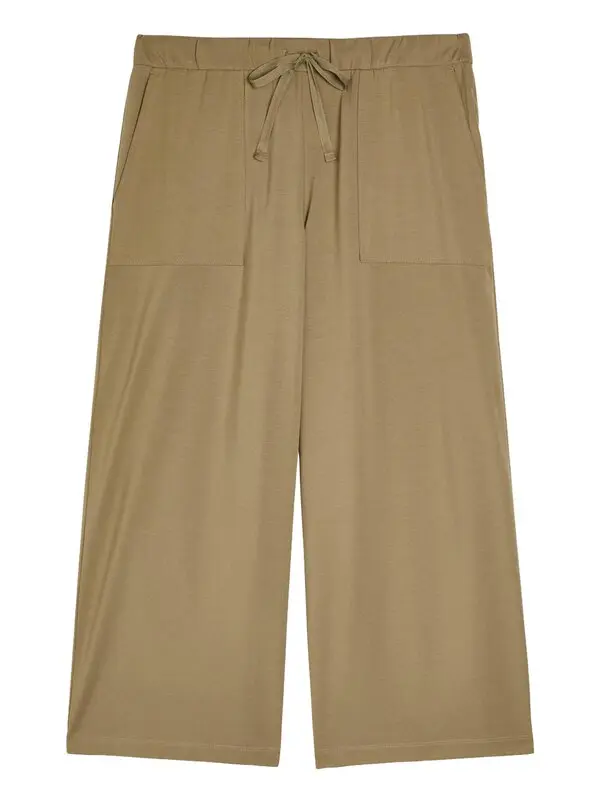 Eileen Fisher Cropped Cotton-blend Trousers - Stone