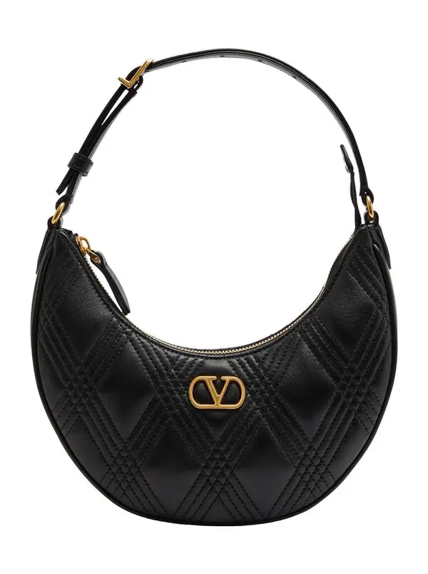 Valentino Garavani Hobo Quiltie 67 Mini Leather Top Handle Bag - Black