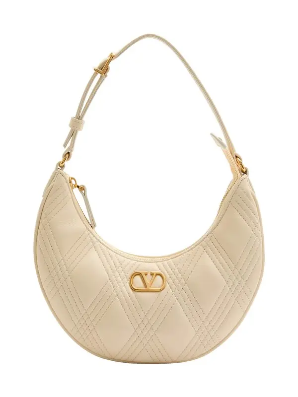Valentino Garavani Hobo Quiltie 67 Mini Leather Top Handle Bag - Ivory
