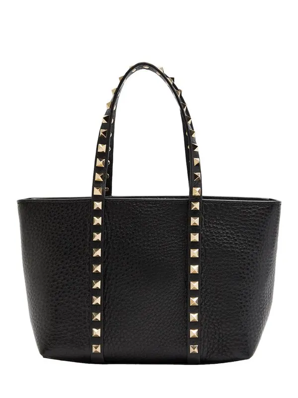 Valentino Garavani Rockstud Mini Grained Leather Tote - Black