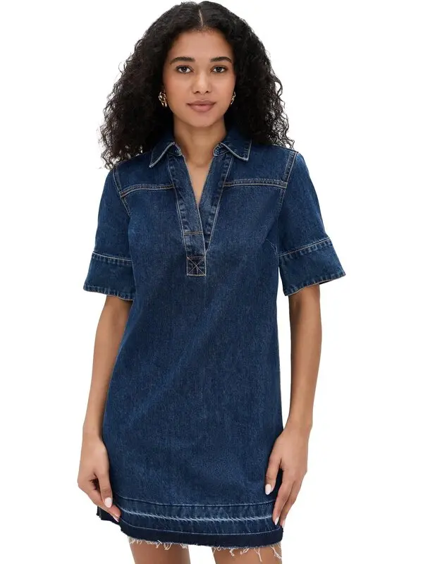 Veronica Beard Felice Denim Mini Dress - Stoned Bright Blue