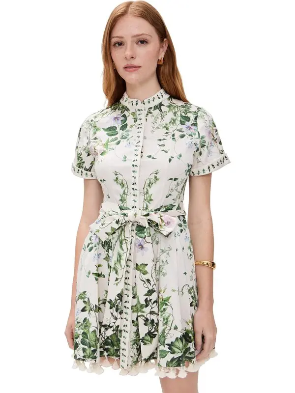 Alice + Olivia Lucy Rolled Sleeve Mini Shirt Dress - Ivy Romance