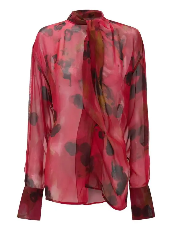 Victoria Beckham Drape Detail Blouse - Red