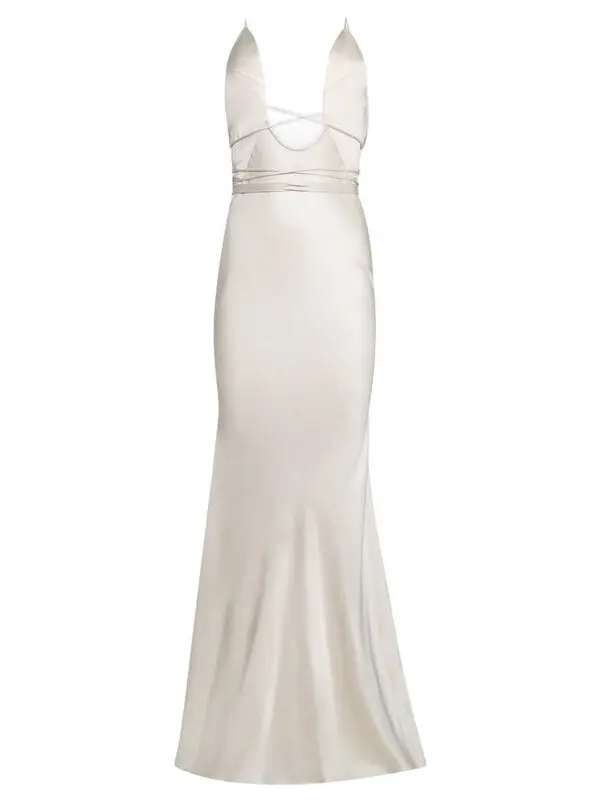 ANGELICA MONTINI Silk Maxi Slip Dress - White