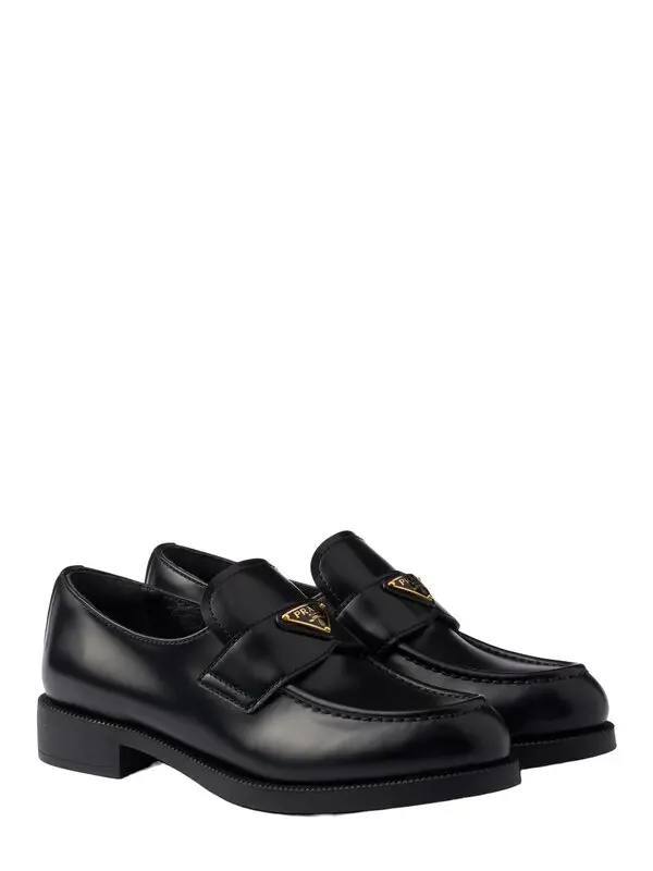 Prada Brushed Leather Loafers - Black