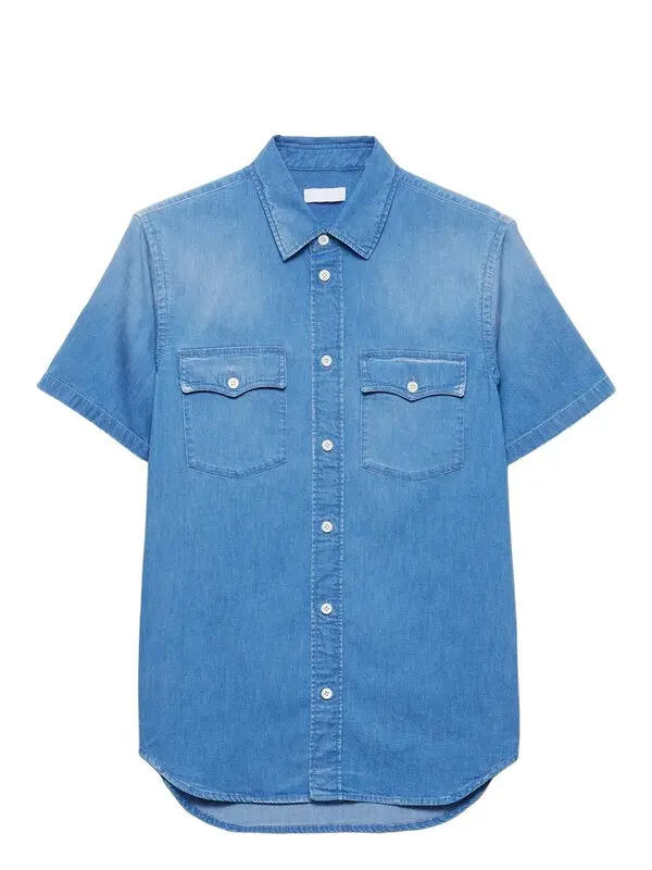 Prada Short-sleeved Light Denim Shirt - Sky Blue
