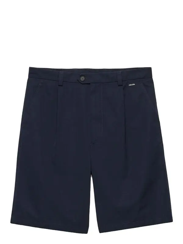 Prada Vintage-effect Cotton Bermudas - Blue