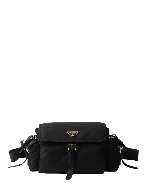 Prada Re-nylon Shoulder Bag With Flap - Black
