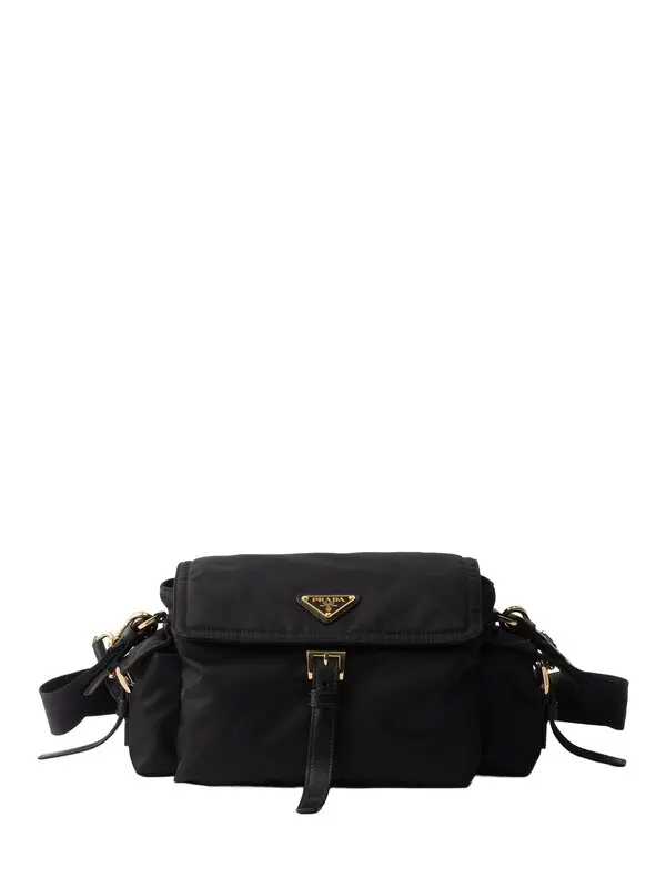Prada Re-nylon Shoulder Bag With Flap - Black