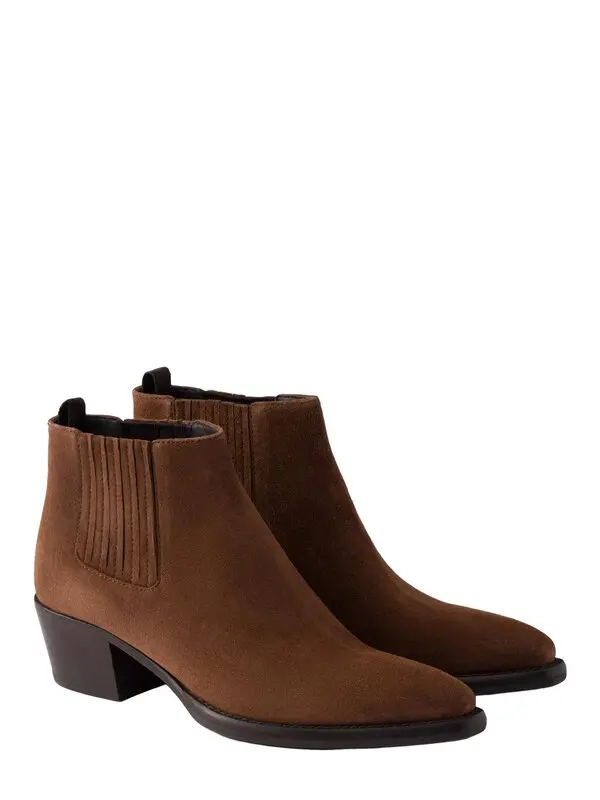 Prada Suede Booties - Brown