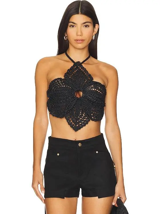 Cult Gaia Darlena Crochet Top - Black