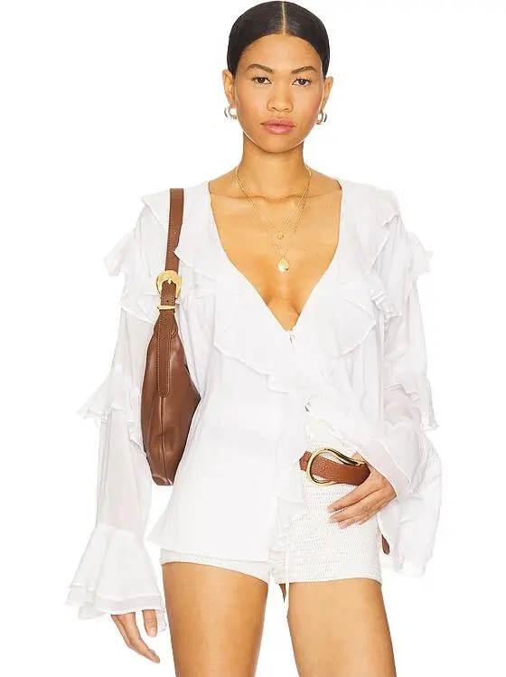 Show Me Your Mumu Joss Ruffle Top - White Voile
