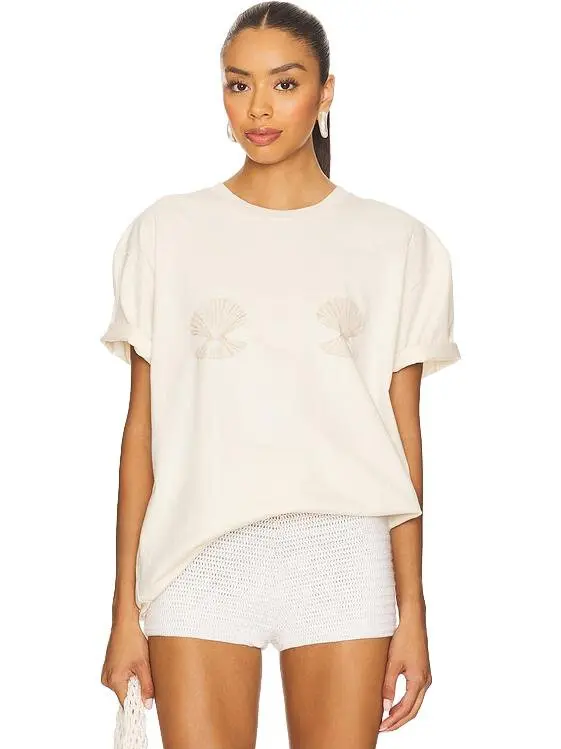 LOVERS AND FRIENDS Cream Graphic Print T-shirt - Pearl Seashell