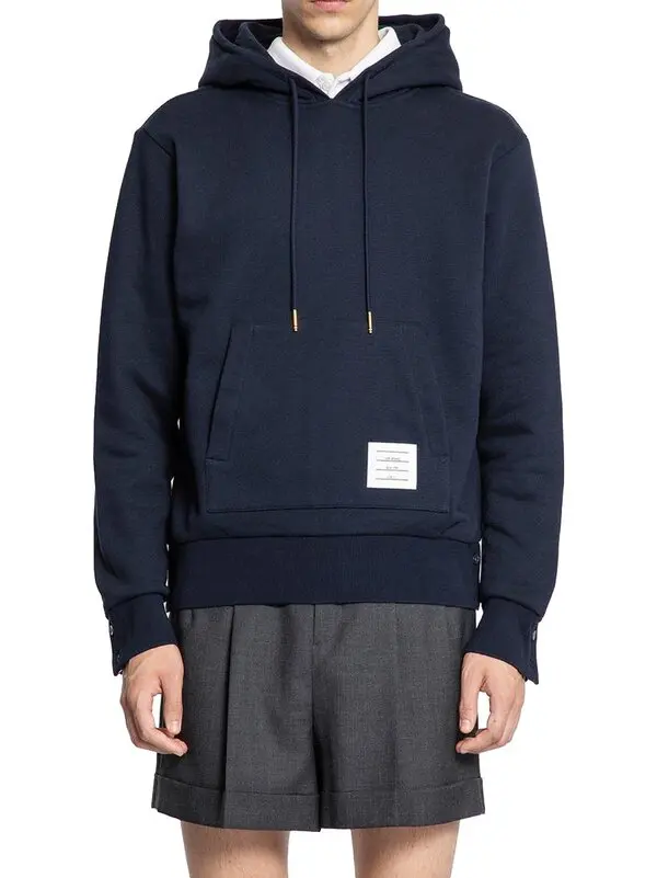 Thom Browne Hoodie With Striped Detail - Blue