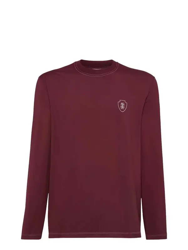 Brunello Cucinelli Logo-embroidered Long-sleeve T-shirt - Red