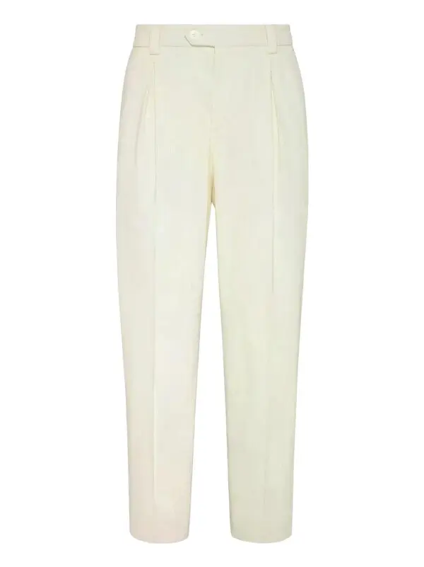 Brunello Cucinelli Cotton Straight-leg Trousers - Neutrals