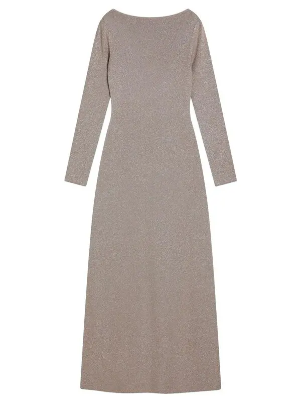 Max Mara Long Dress In Viscose And Lurex Yarn - Beige
