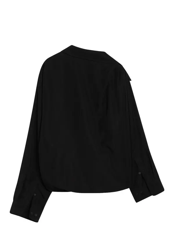 Balenciaga One Shoulder Poplin Shirt - Black