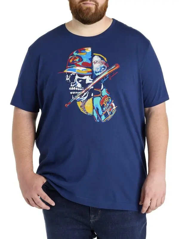 ROBERT GRAHAM DXL Big & Tall Skull Slugger Graphic Tee - Navy