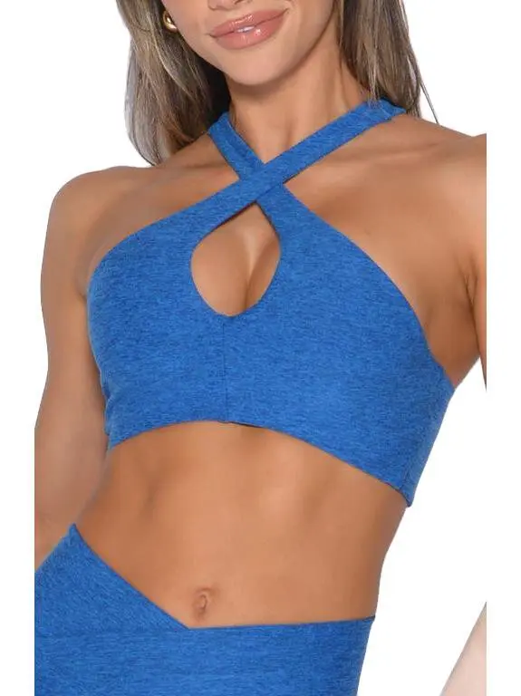 BOMBSHELL SPORTSWEAR Cross Over Halter Bra - Royal