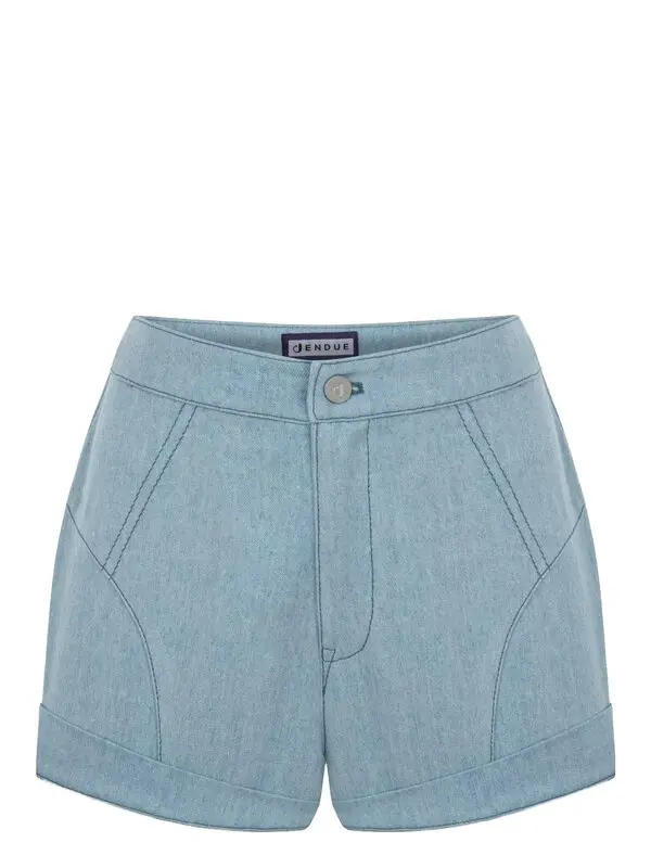 JENDUE Marvel Denim Shorts - Ice Blue