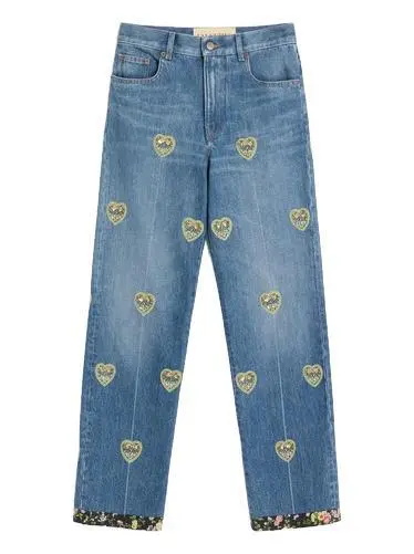 Valentino Garavani Embroidered Denim Pants - Blue