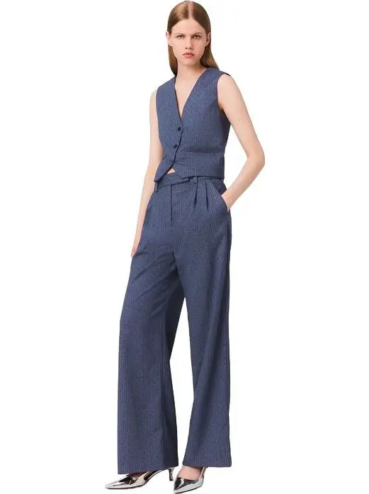 Maje Rhinestone Suit Trousers With Pleats - Blue