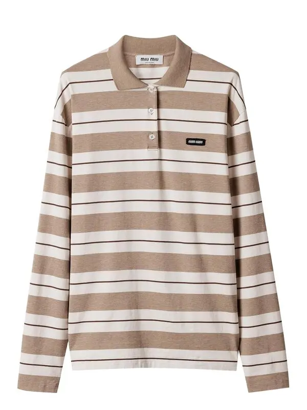 Miu Miu Jersey Polo Shirt - Tan