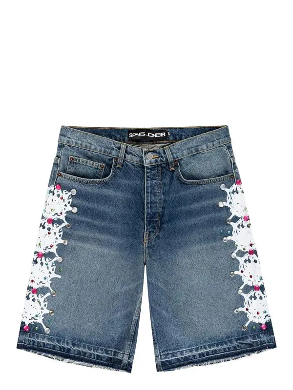 SP5DER Web Stone Denim Shorts - Blue