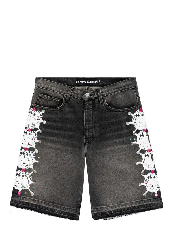 SP5DER Web Stone Denim Shorts - Black