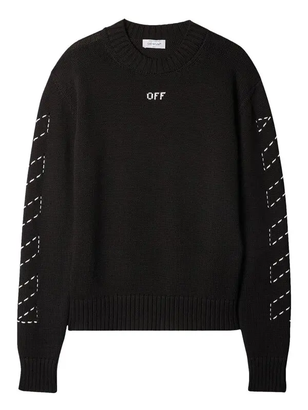 Off-White Stitch Arrow Diags Knit Crewneck - Black